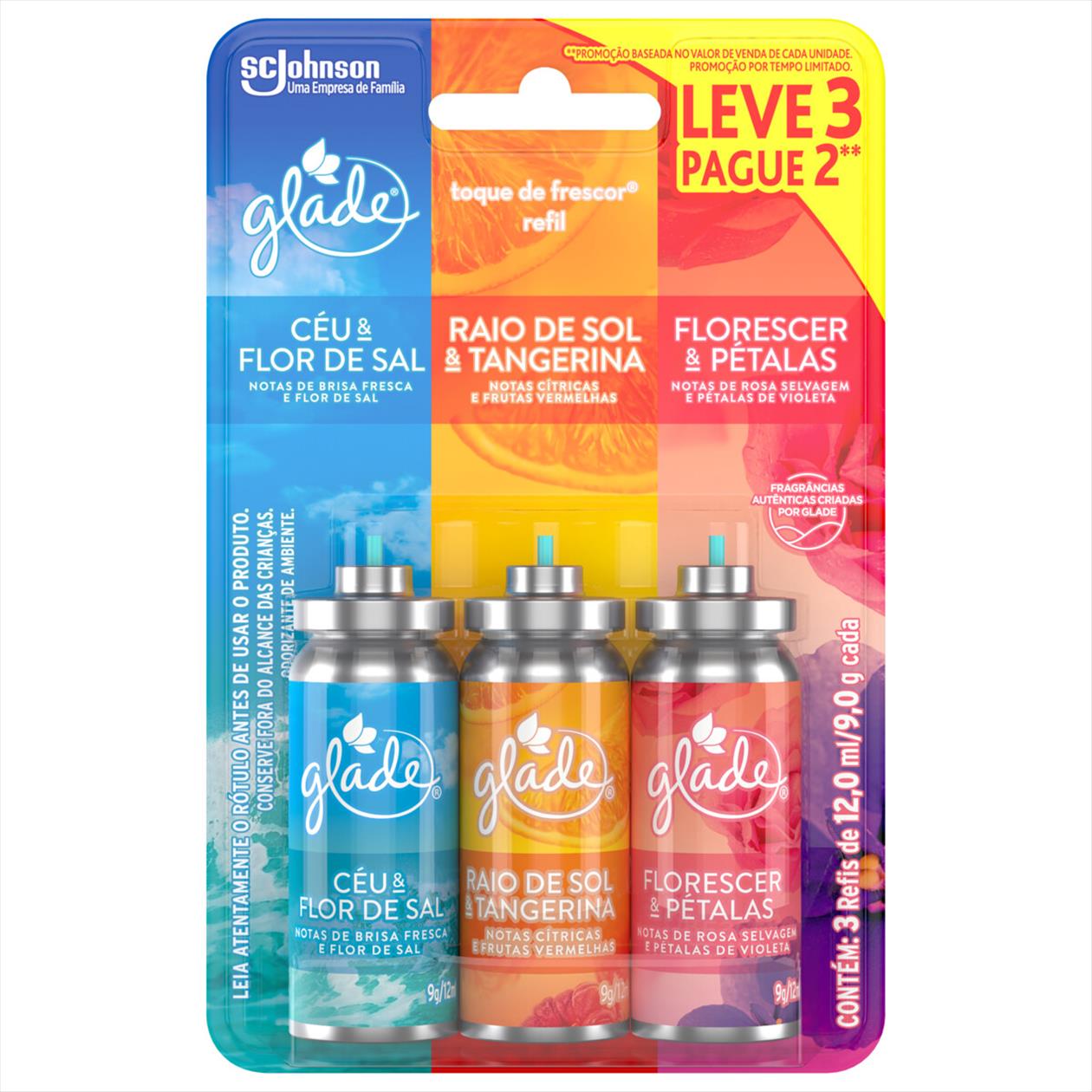 Purificador de Ar Glade Refil Leve 3 Pague 2 Céu & Flor de Sal, Raio de ...