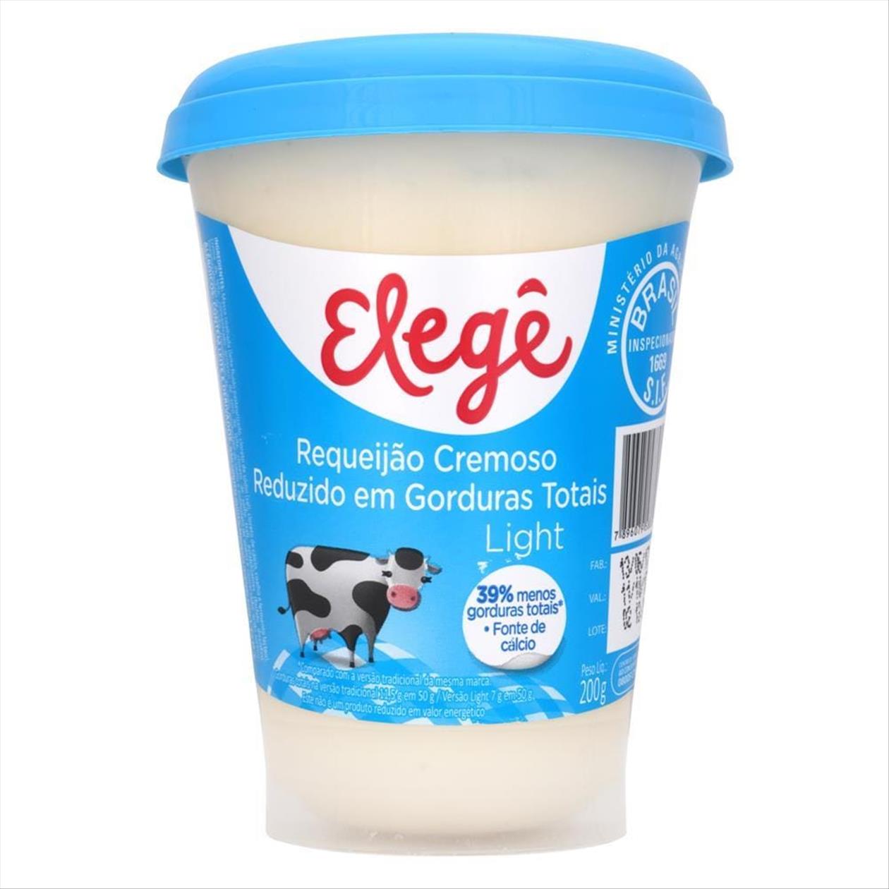 Requeijão Cremoso Light Elegê Copo 200g - Zona Sul