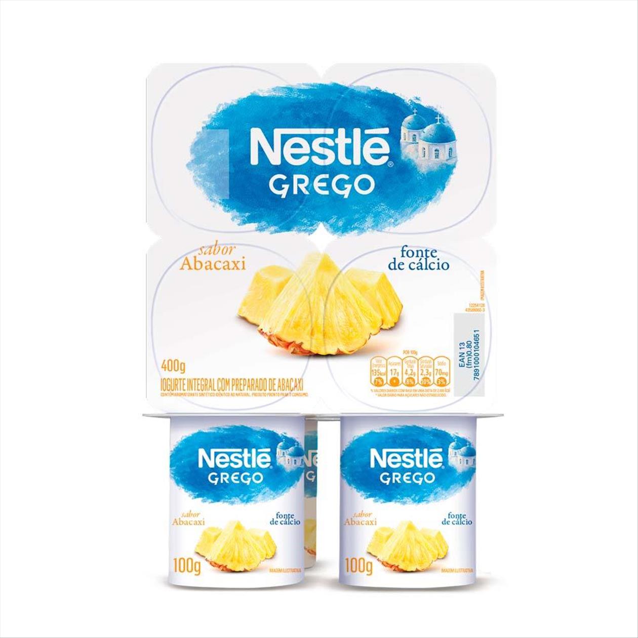 Iogurte Nestlé Grego Abacaxi Bandeja com 4 Unidades 400g - Zona Sul