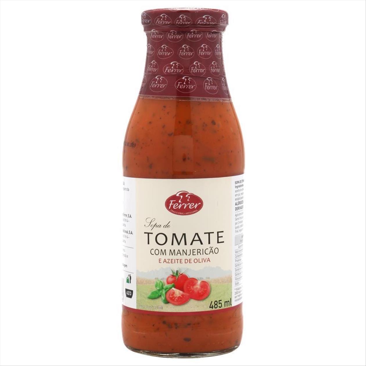 Sopa Ferrer Tomate com Manjericão e Azeite Vidro 485mL - Zona Sul