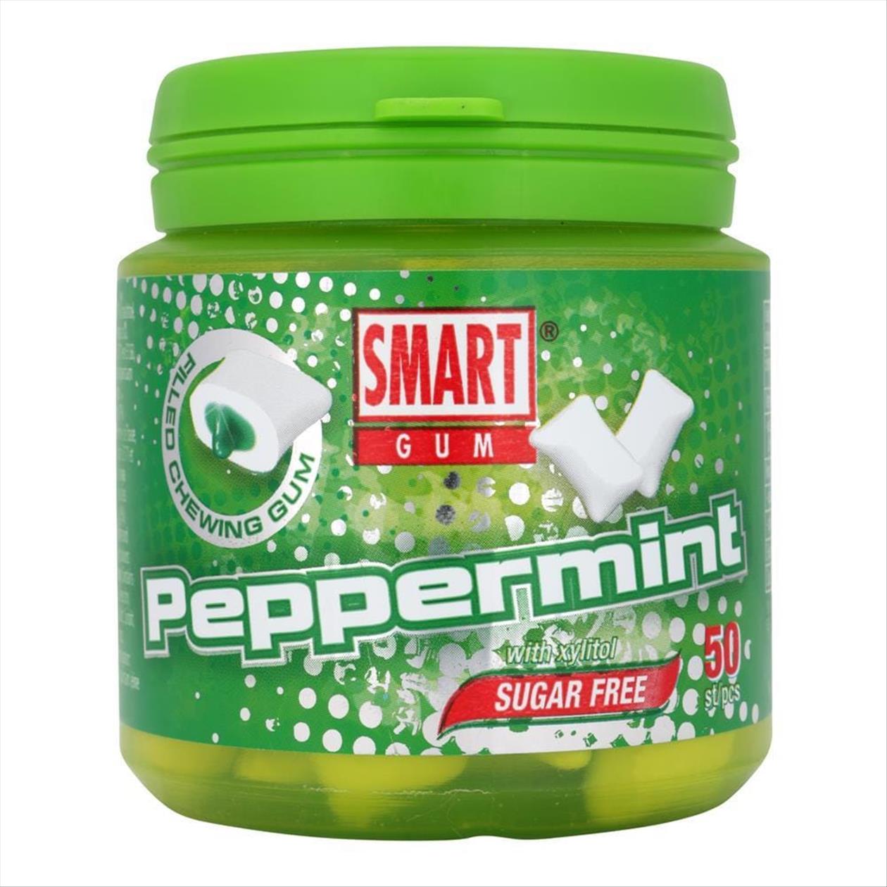 Goma De Mascar Smart Gum Peppermint Com Recheio Pote Com 50 Unidades 2g ...