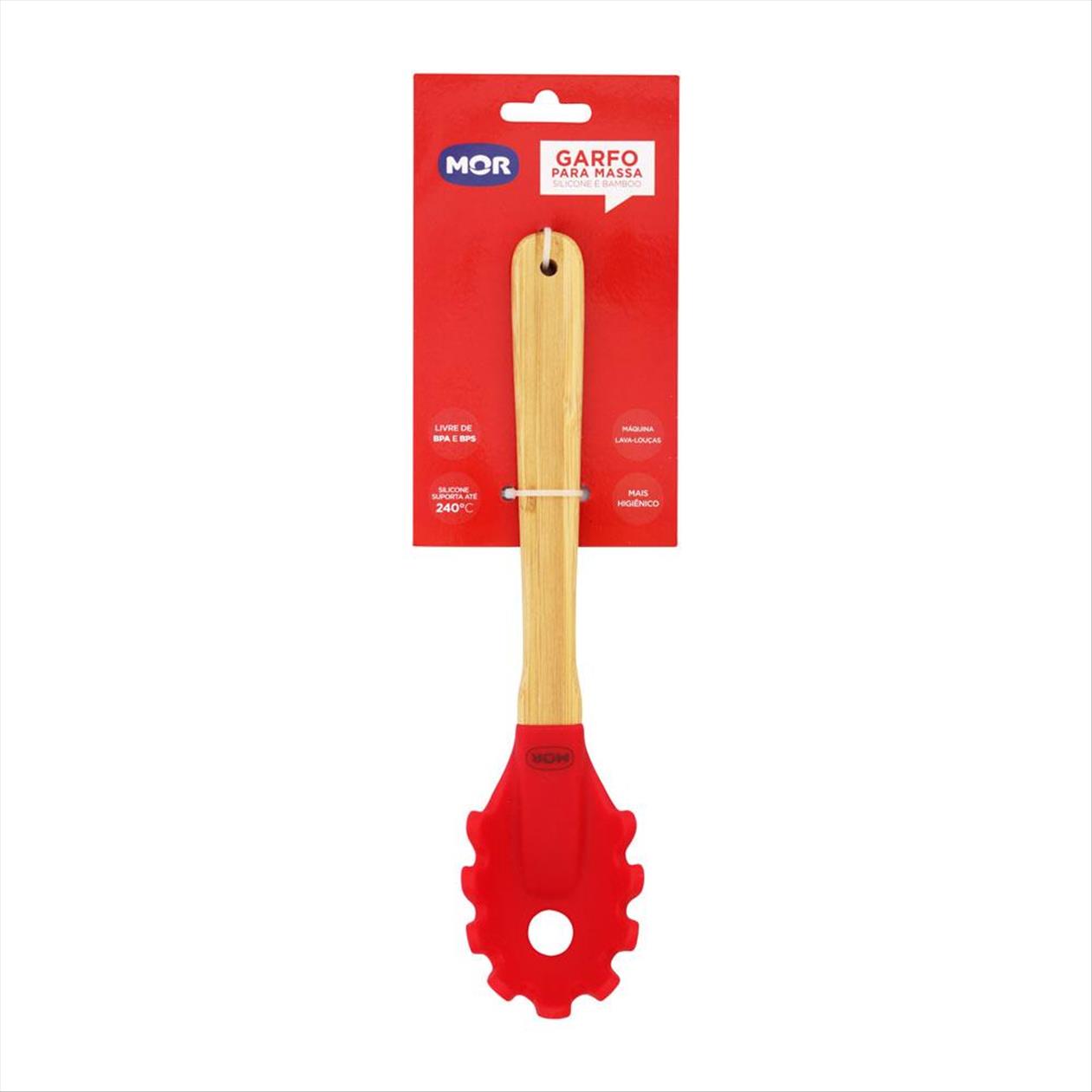 Garfo Para Massa Mor Silicone E Bamboo - Zona Sul