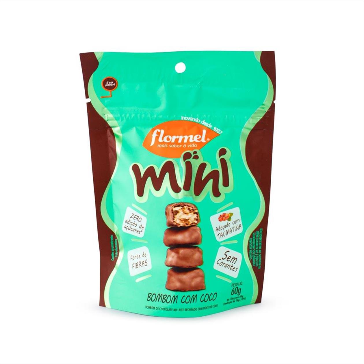 Mini Bombom Ao Leite Zero Adição De Açúcar Flormel Com Coco Pacote 60g ...