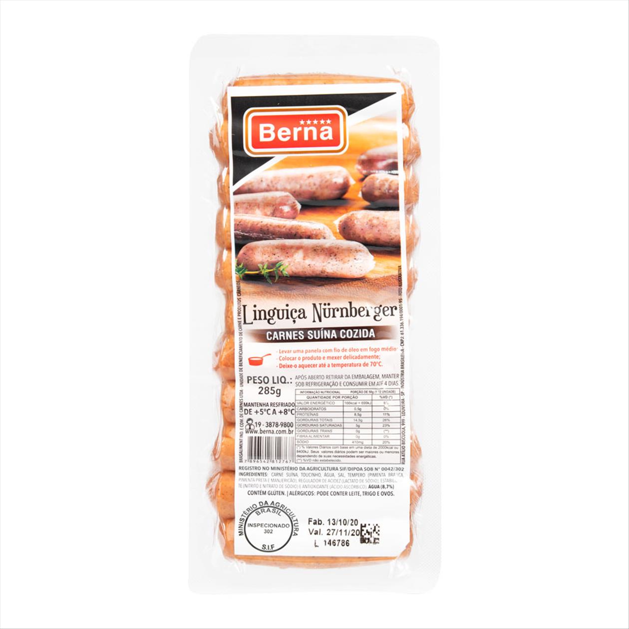 Linguiça Suína Nürnberguer Berna 285g - Zona Sul