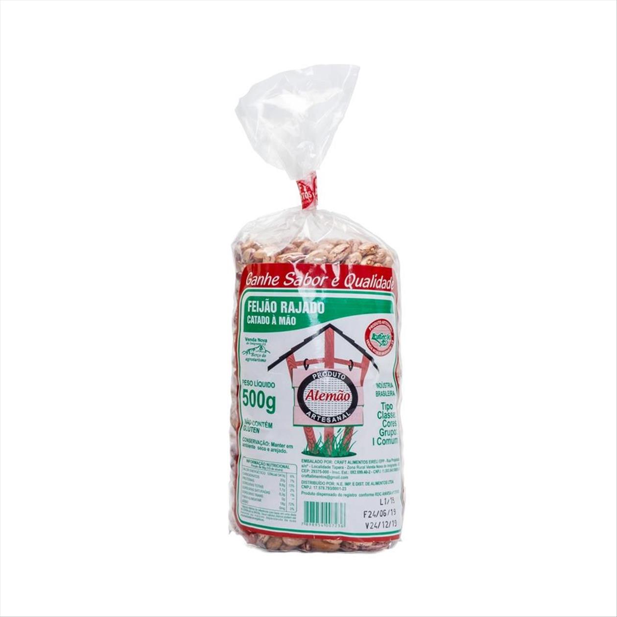 Feijão Rajado Artesanal Alemão Pacote 500g - Zona Sul