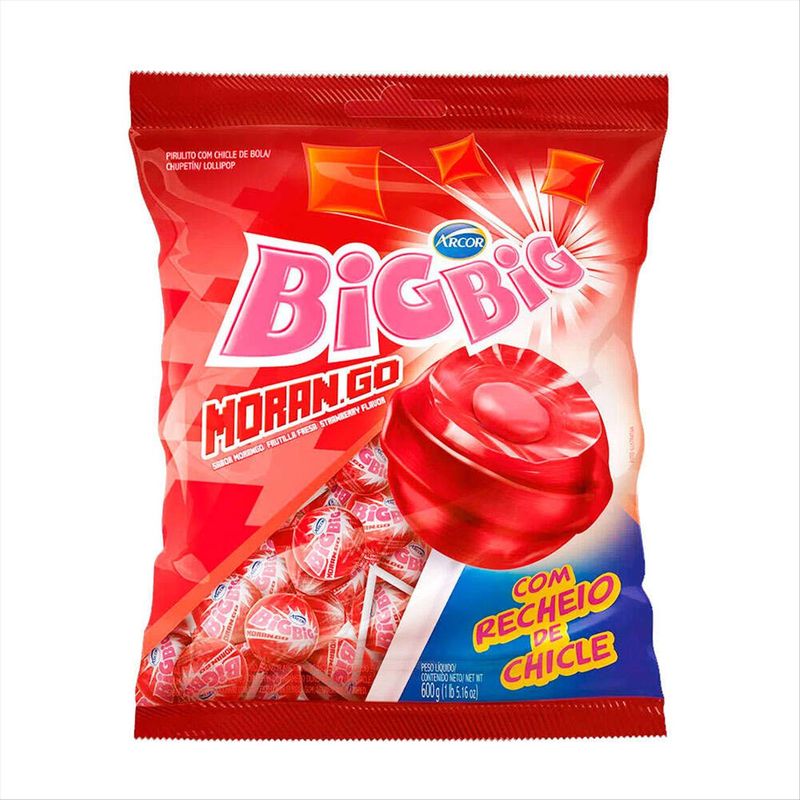 Pirulito Arcor Big Big Morango Recheio Chicle 600g - Zona Sul