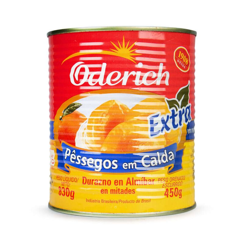 Pêssego Em Calda Oderich Extra Lata 450g - Zona Sul