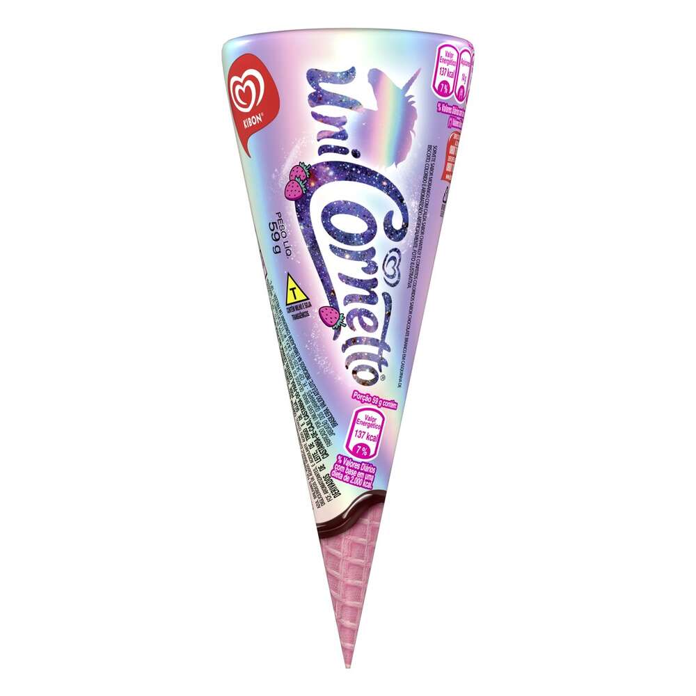 Sorvete Morango Uni Kibon Cornetto 59g - Zona Sul