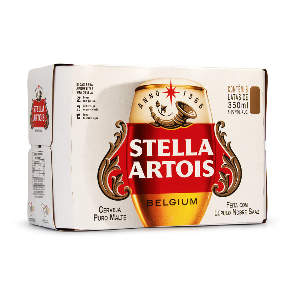 Pack Cerveja Stella Artois Lata com 8 unidades 350ml cada - Zona Sul