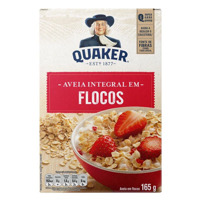 Aveia Em Flocos Quaker Integral 165g - Zona Sul Aveia Em Flocos Quaker Integral 165g - Zona Sul