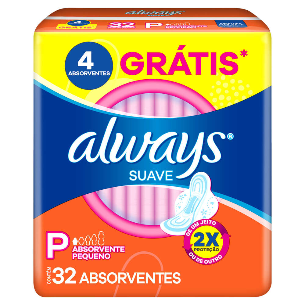 Absorvente com Abas Suave Always Pequeno Pacote 32 Unidades - Zona Sul