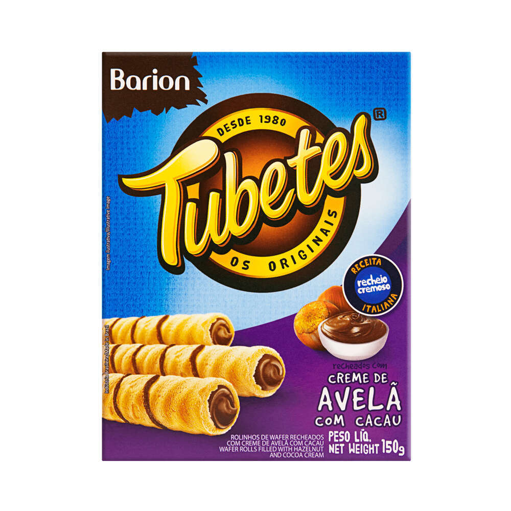 Biscoito Wafer Tubetes Barion Chocolate e Avelãs 150g - Zona Sul