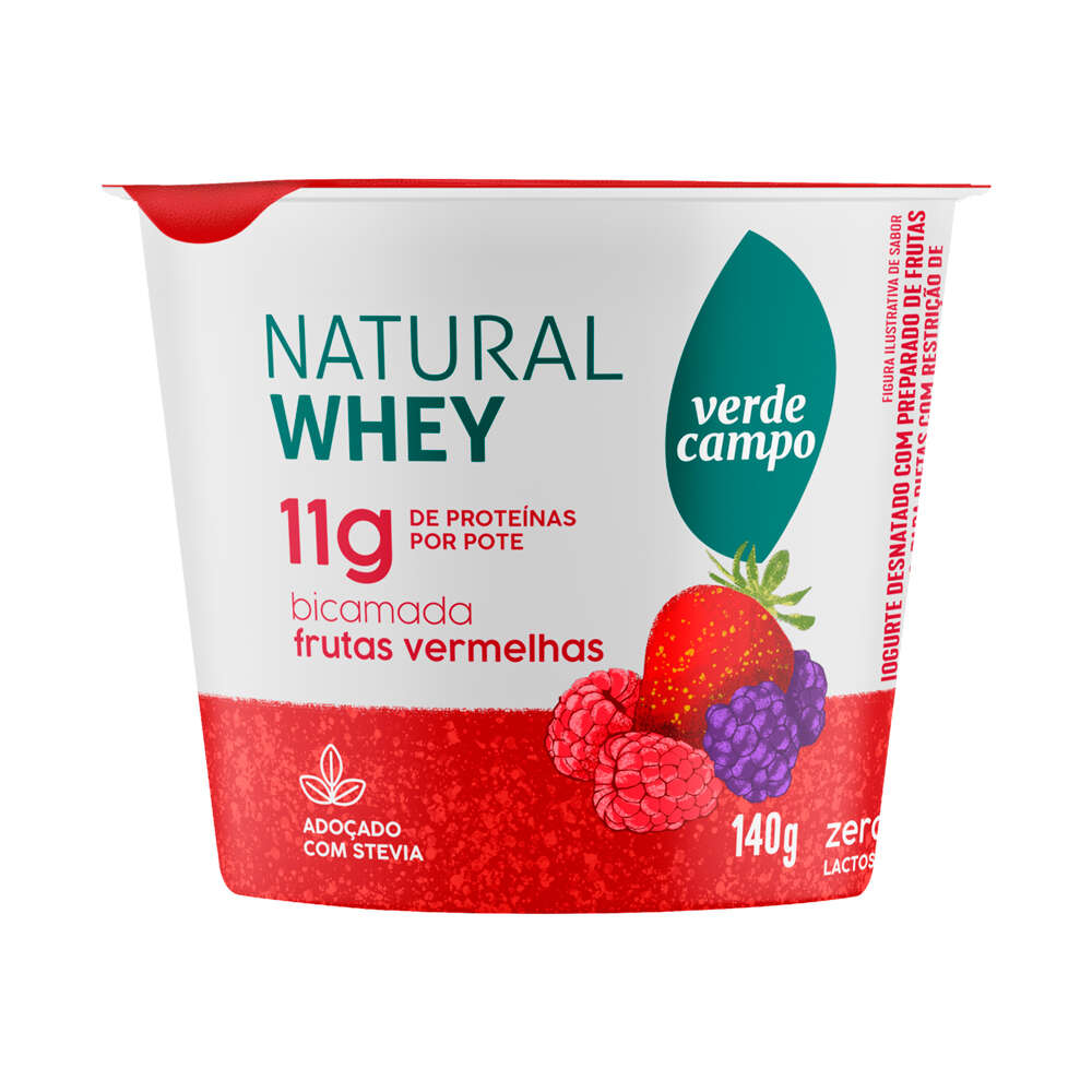 Iogurte Proteico Frutas Vermelhas Verde Campo Natural Whey 11g 140g ...