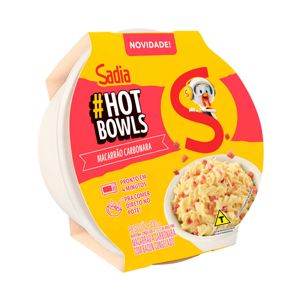 Macarrão com Bacon Carbonara Sadia Hot Bowls Pote 300g - Zona Sul