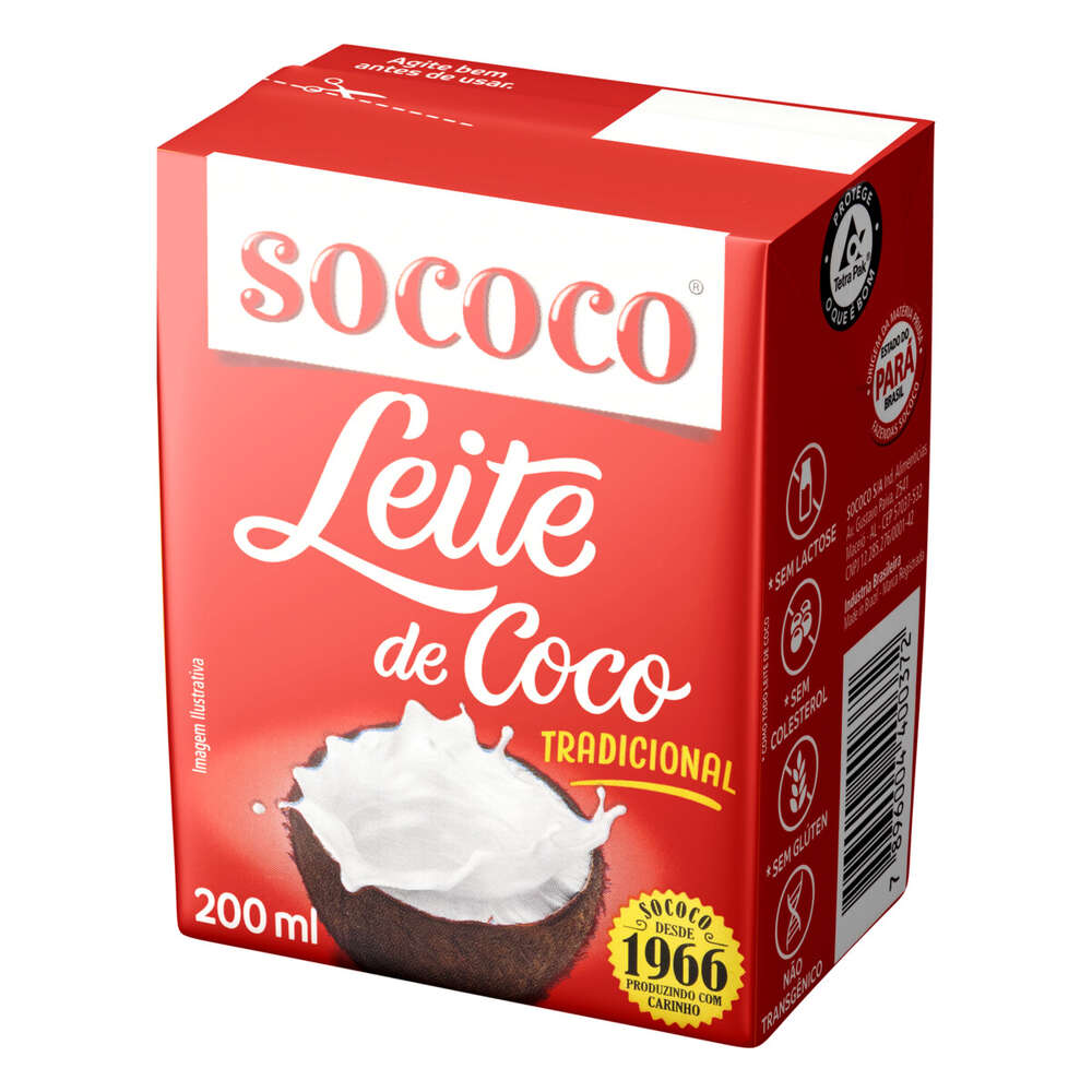 Leite de Coco Tradicional Sococo Caixa 200ml - Zona Sul