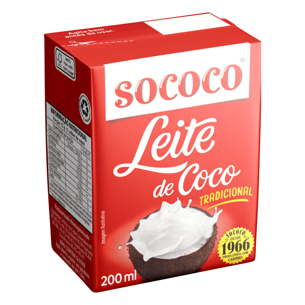 Leite de Coco Tradicional Sococo Caixa 200ml - Zona Sul