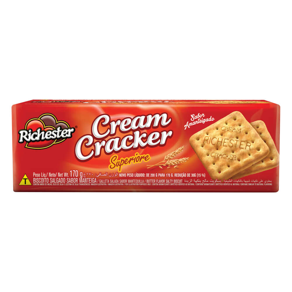 Biscoito Cream Cracker Amanteigado Richester Superiore Pacote 170g ...