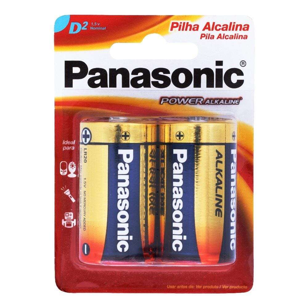 Pilha Alcalina D LR20 Panasonic Power Alkaline Grande 2 Unidades 1,5V ...