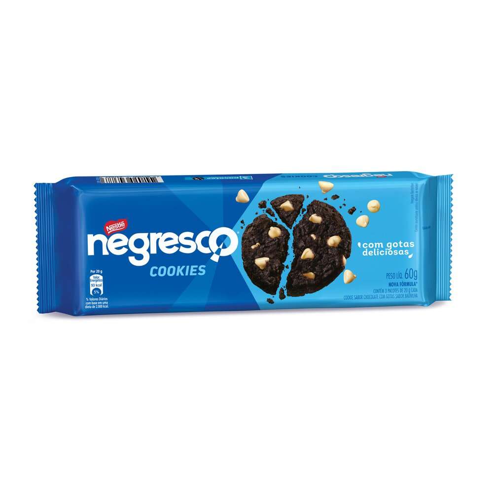 Biscoito Cookie Chocolate com Gotas de Baunilha Negresco Pacote 60g ...