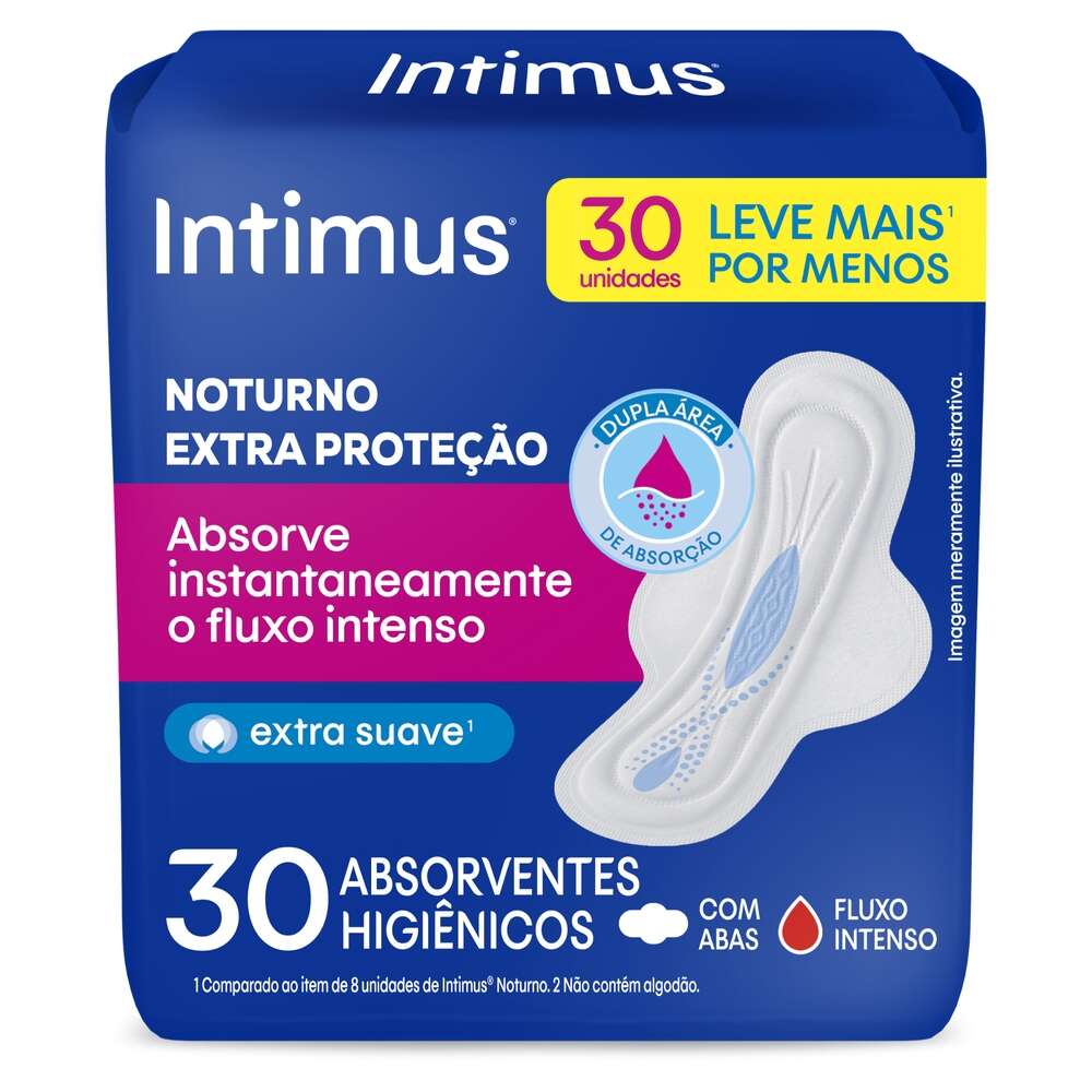 Absorvente Íntimo Com Abas Intimus Noturno Suave Com 30 Unidades - Zona Sul