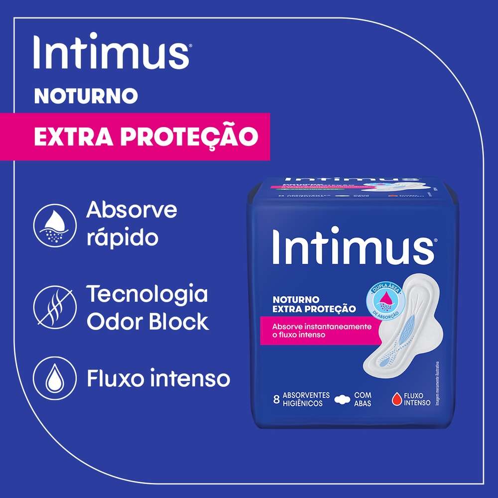 Absorvente Íntimo Com Abas Intimus Noturno Seca Com 30 Unidades - Zona Sul