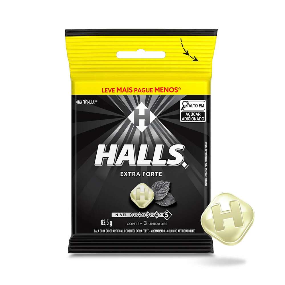 Bala Halls Extra Forte Pacote com 3 Unidades - Zona Sul