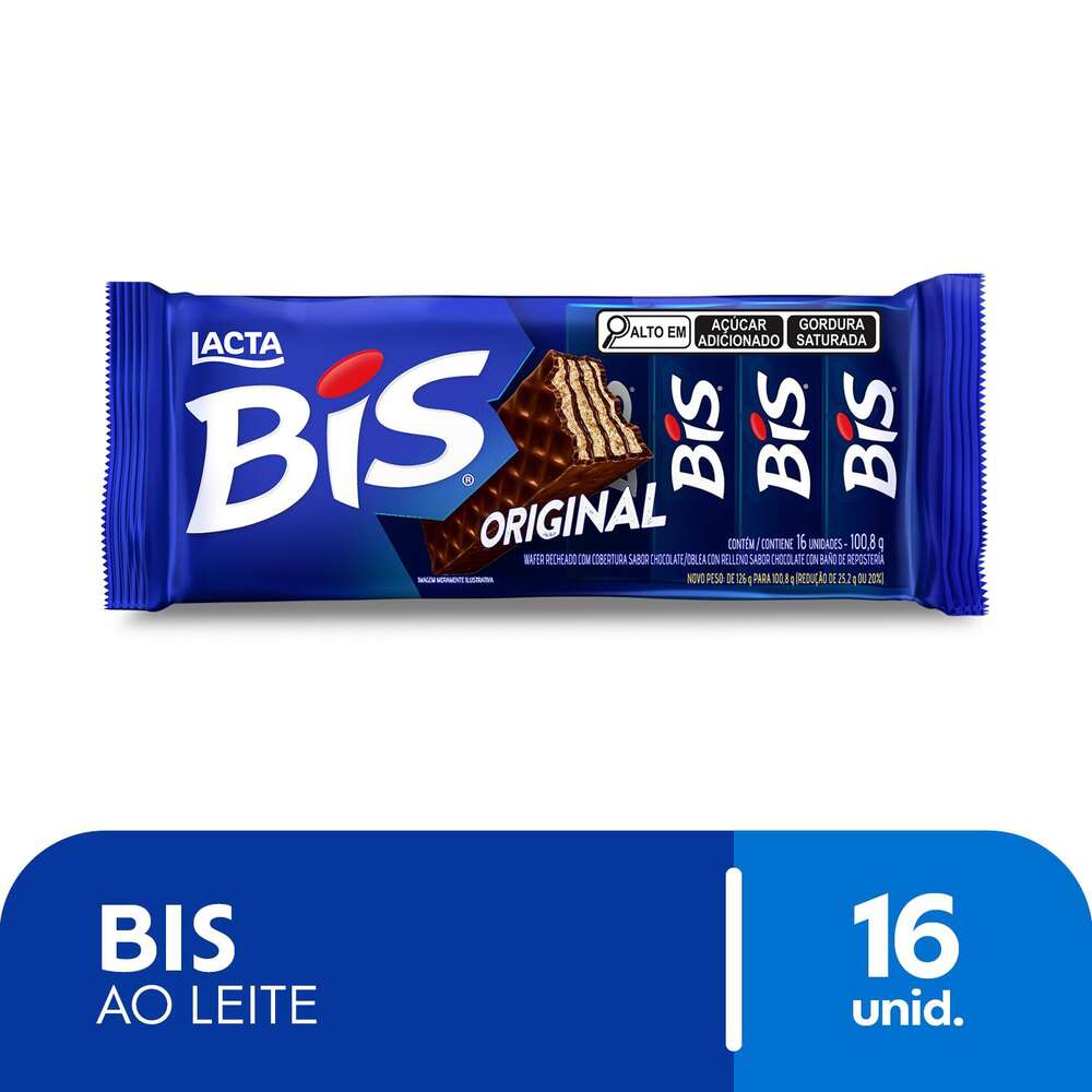 Bis Original Ao Leite (Wafer Recheado e com Cobertura Sabor Chocolate ...