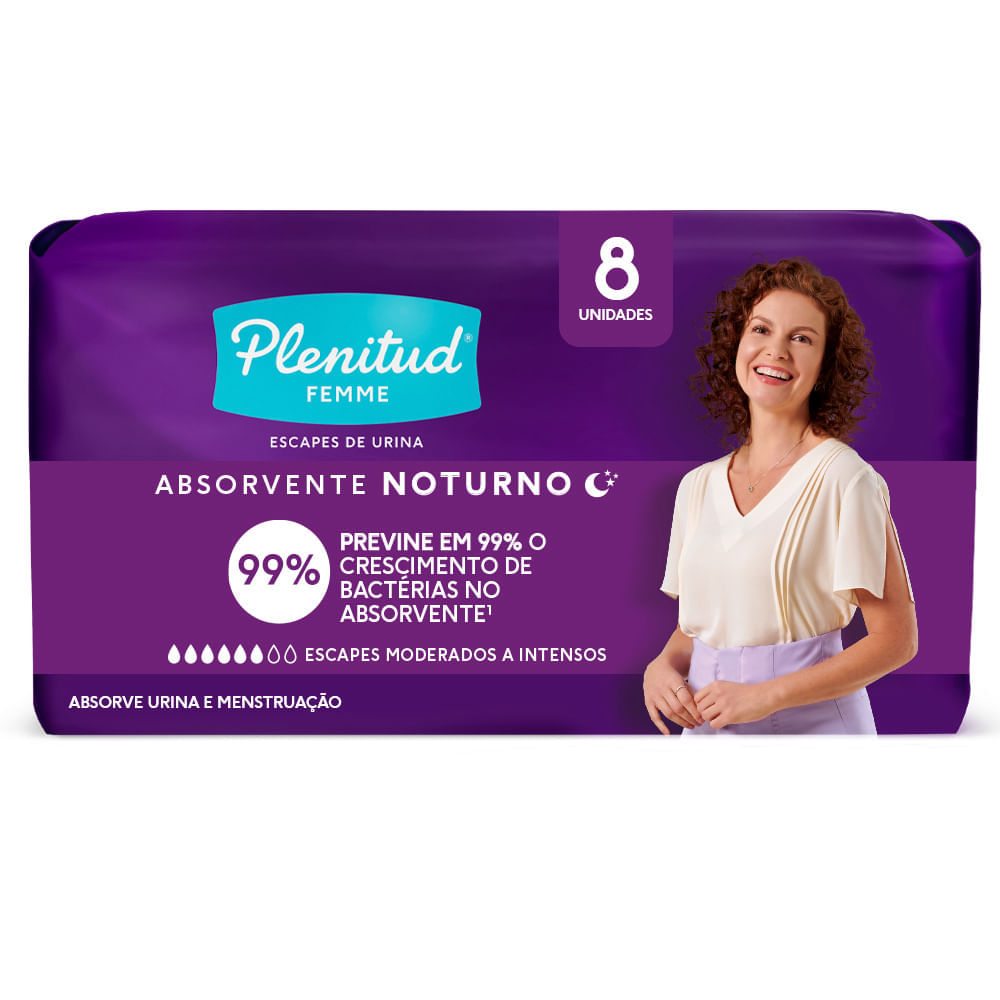 Absorvente Íntimo sem Abas Plenitud Femme Noturno com 8 Unidades - Zona Sul