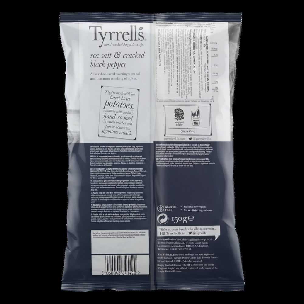 Batata Frita Inglesa Tyrrells Pimenta 150g - Zona Sul Batata Frita Inglesa Tyrrells Pimenta 150g - Zona Sul