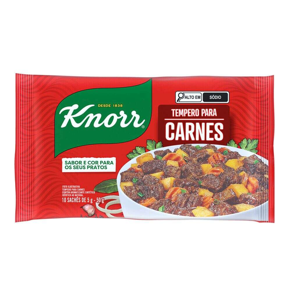 Tempero Pó para Carnes Knorr Pacote 50g 10 Unidades - Zona Sul