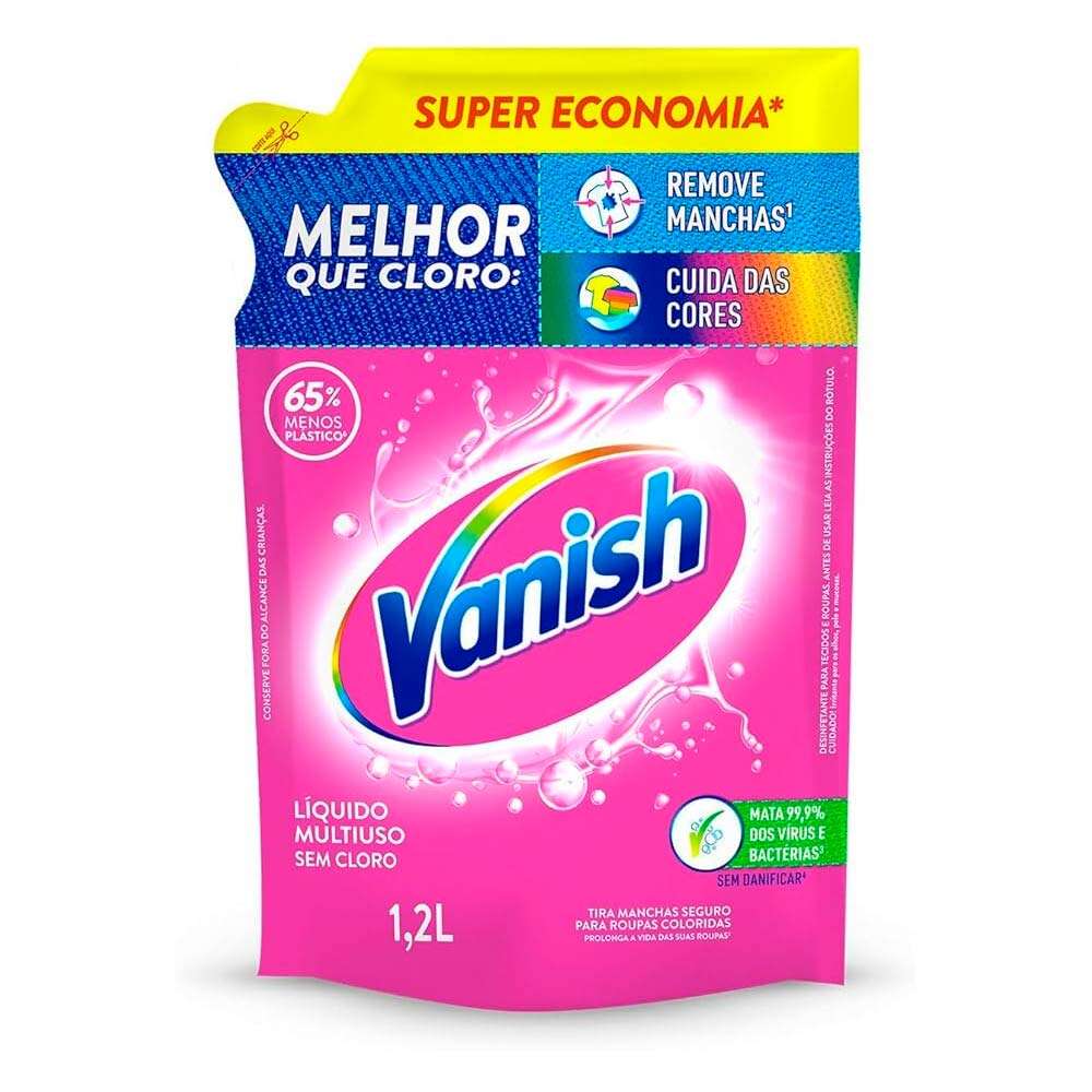 Tira Manchas Líquido Vanish Pink Multiuso para Roupas Coloridas 1,2L ...