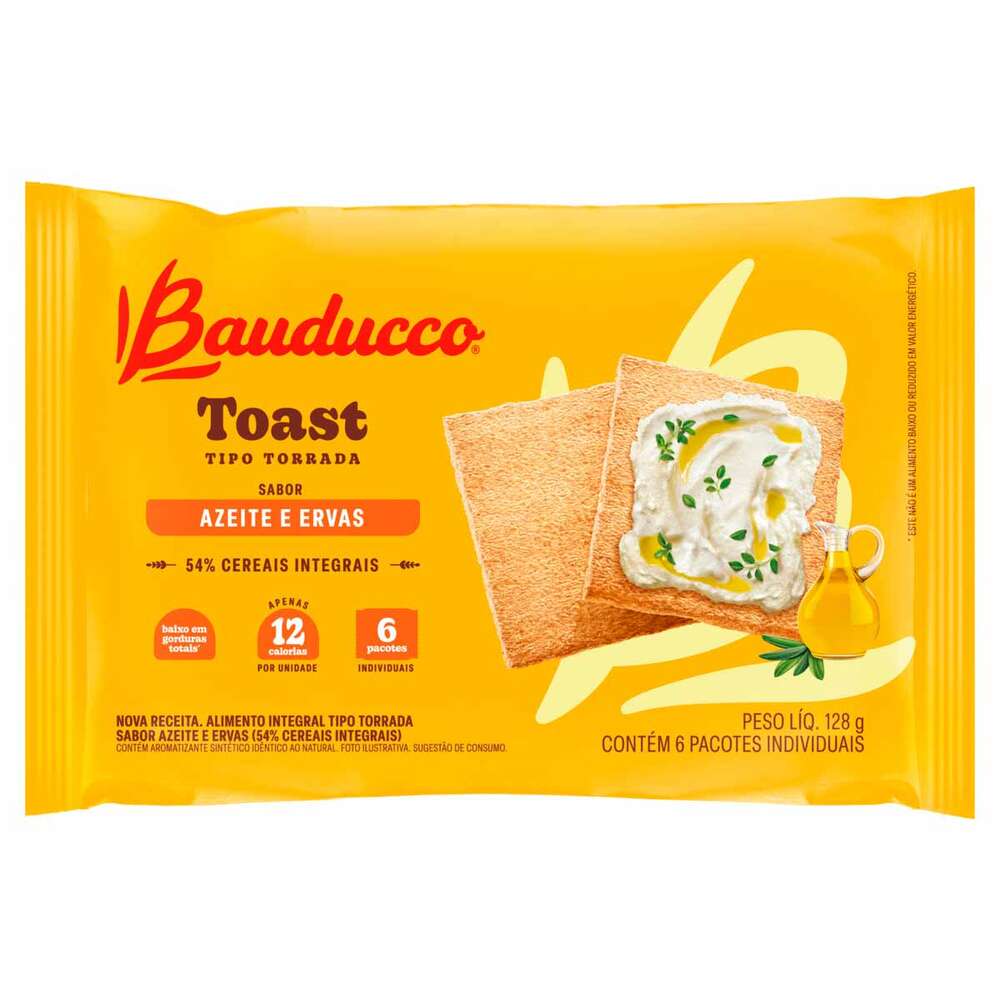 Torrada Integral Bauducco Toast Azeite e Ervas Pacote 128g - Zona Sul