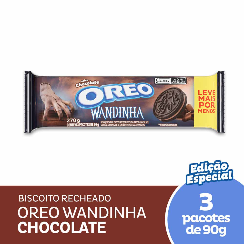 Biscoito Recheado Oreo Chocolate Wandinha Embalagem Econômica Multipack ...