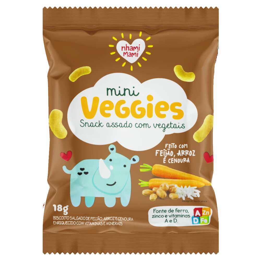 Snack Mini Veggies Feijão e Cenoura Nhami Mami 18g - Zona Sul