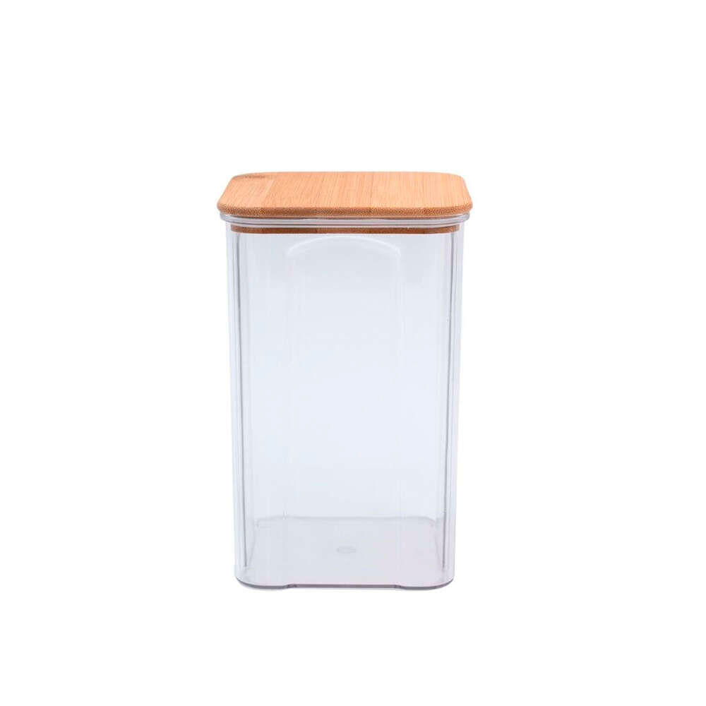 Pote em Acrílico Quadrado Tampa Bambu Oikos 1,4L - Zona Sul
