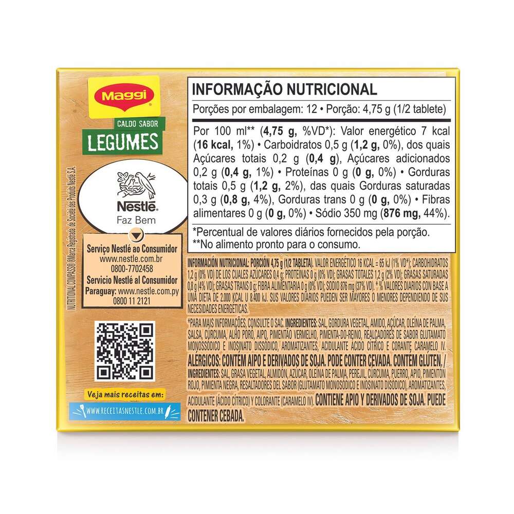 Caldo De Legumes Maggi Tablete com 6 Unidades 57g - Zona Sul