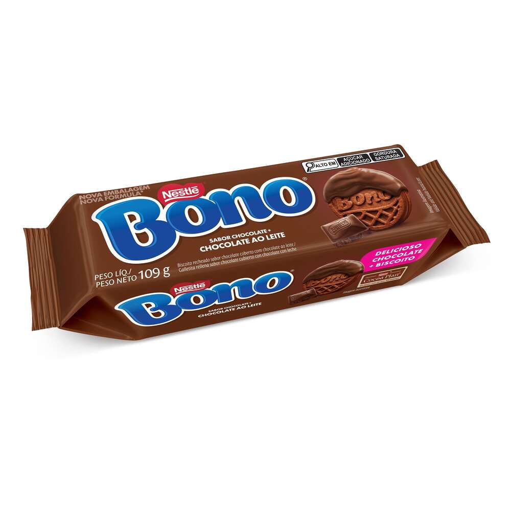 Biscoito Recheado Bono com Cobertura de Chocolate 109g - Zona Sul