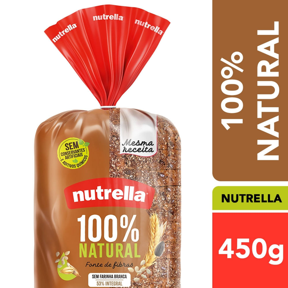 Pão de Fôrma Nutrella 100% Natural Pacote 450g - Zona Sul