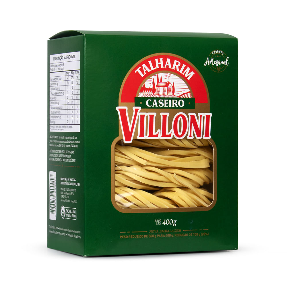 Massa Talharim Caseira Villoni 400g - Zona Sul