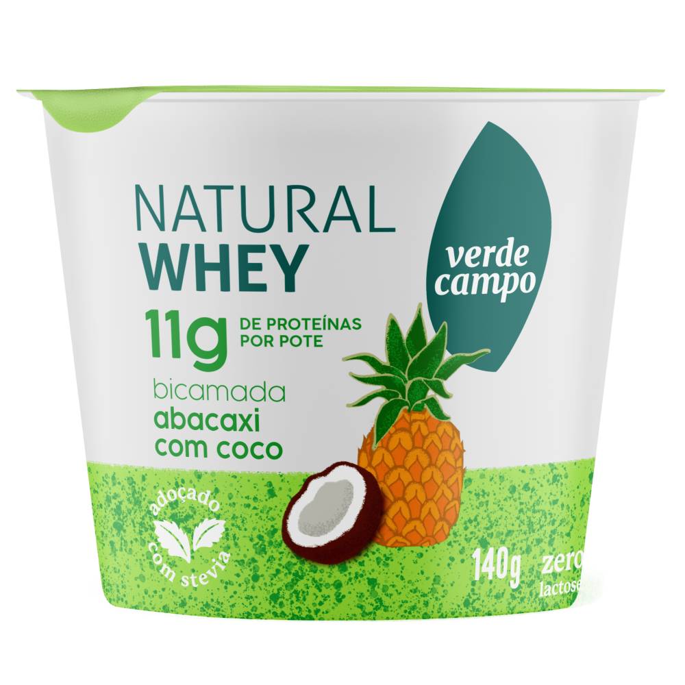 Iogurte Proteico Natural Whey Abacaxi com Coco Verde Campo 140g - Zona Sul