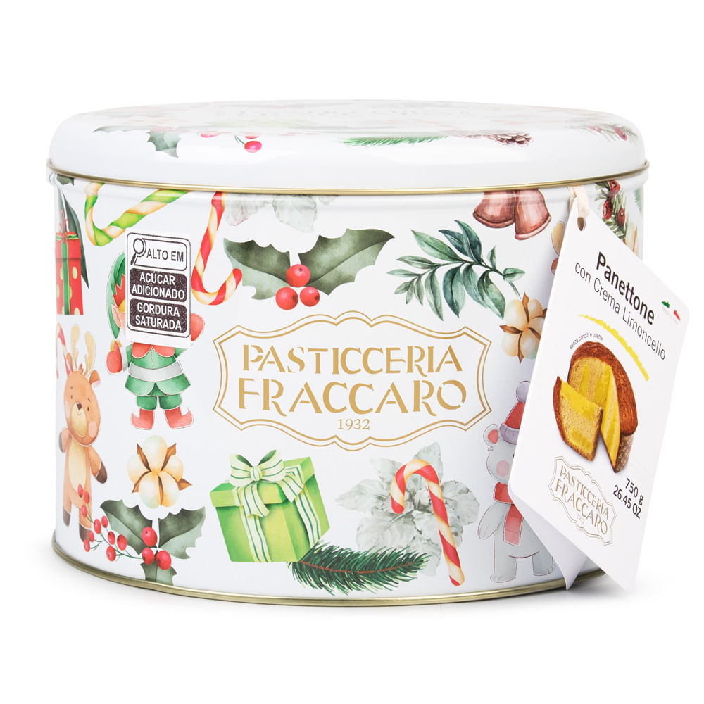 Panetone Italiano Limoncello Fraccaro Lata 750g - Zona Sul