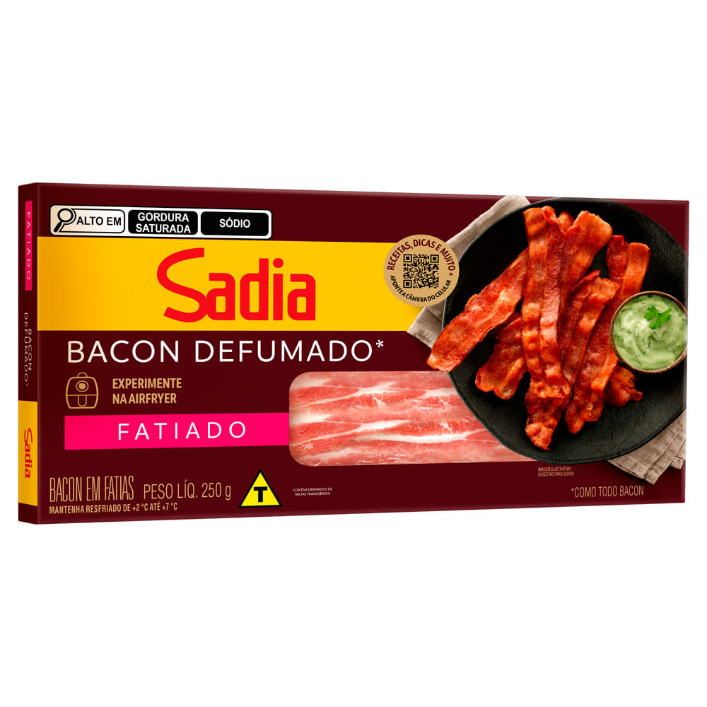 Bacon em Fatias Defumado Sadia na Receita 250g - Zona Sul