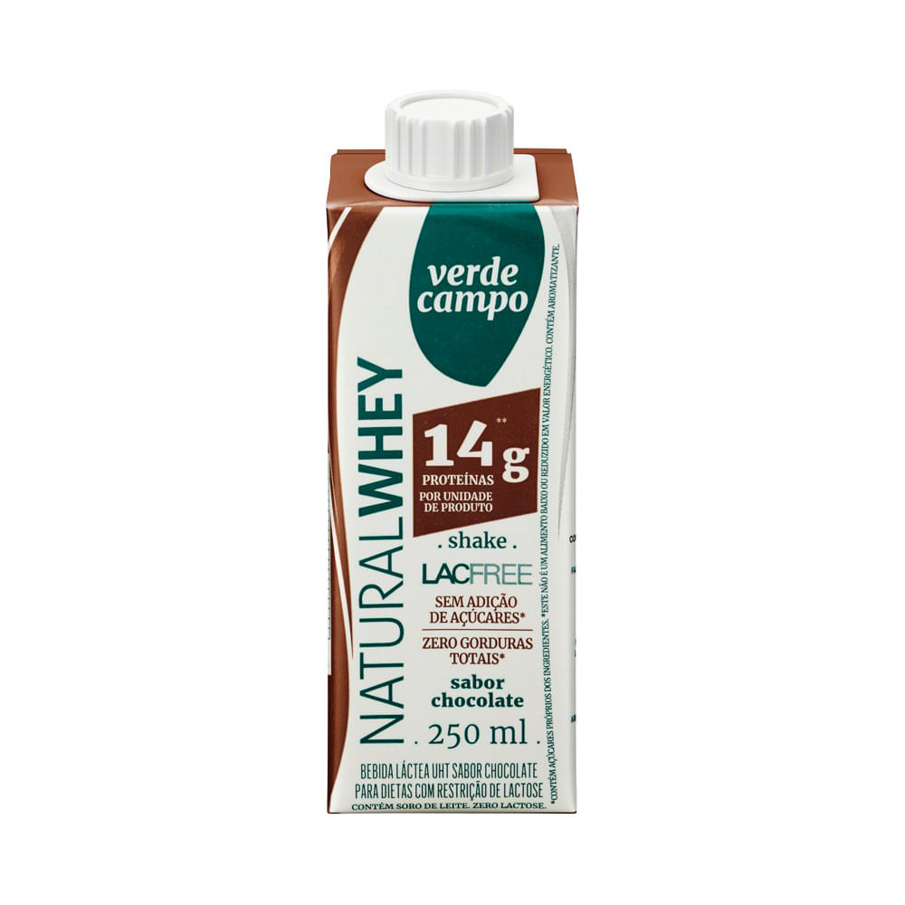 Shake Sem Lactose Chocolate Verde Campo Natural Whey 14g 250ml - Zona Sul