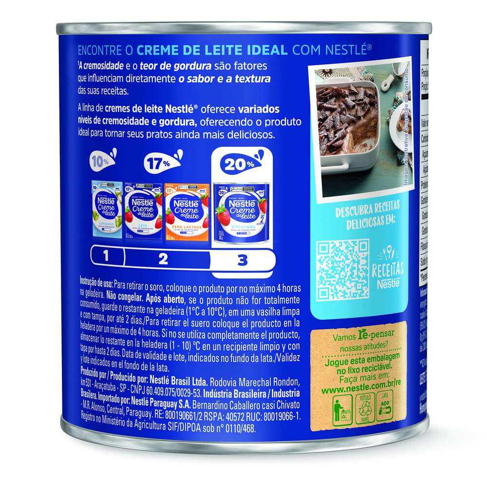 Creme De Leite Nestlé Tradicional Lata 300g - Zona Sul