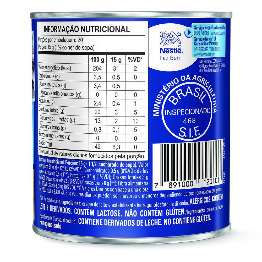 Creme De Leite Nestlé Tradicional Lata 300g - Zona Sul