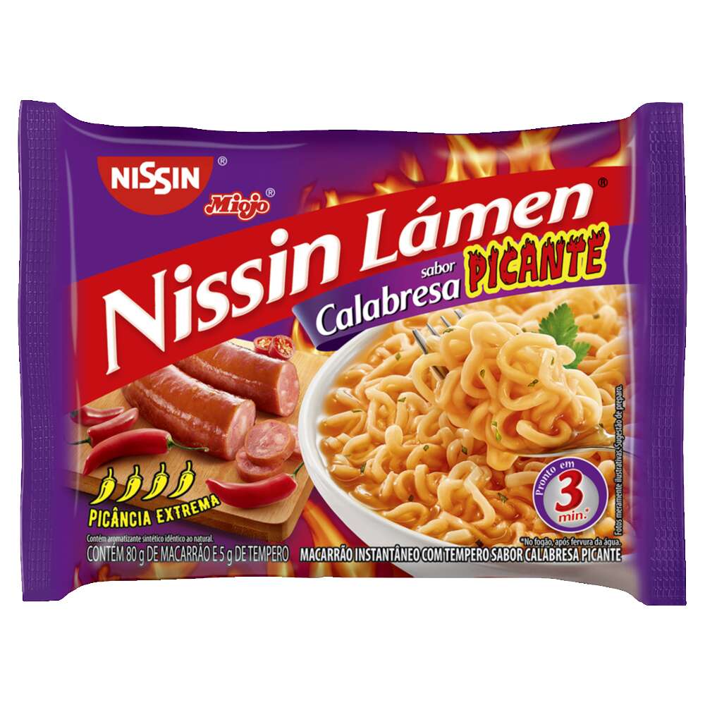 Massa Instantânea Nissin Miojo Calabresa Picante 85g - Zona Sul